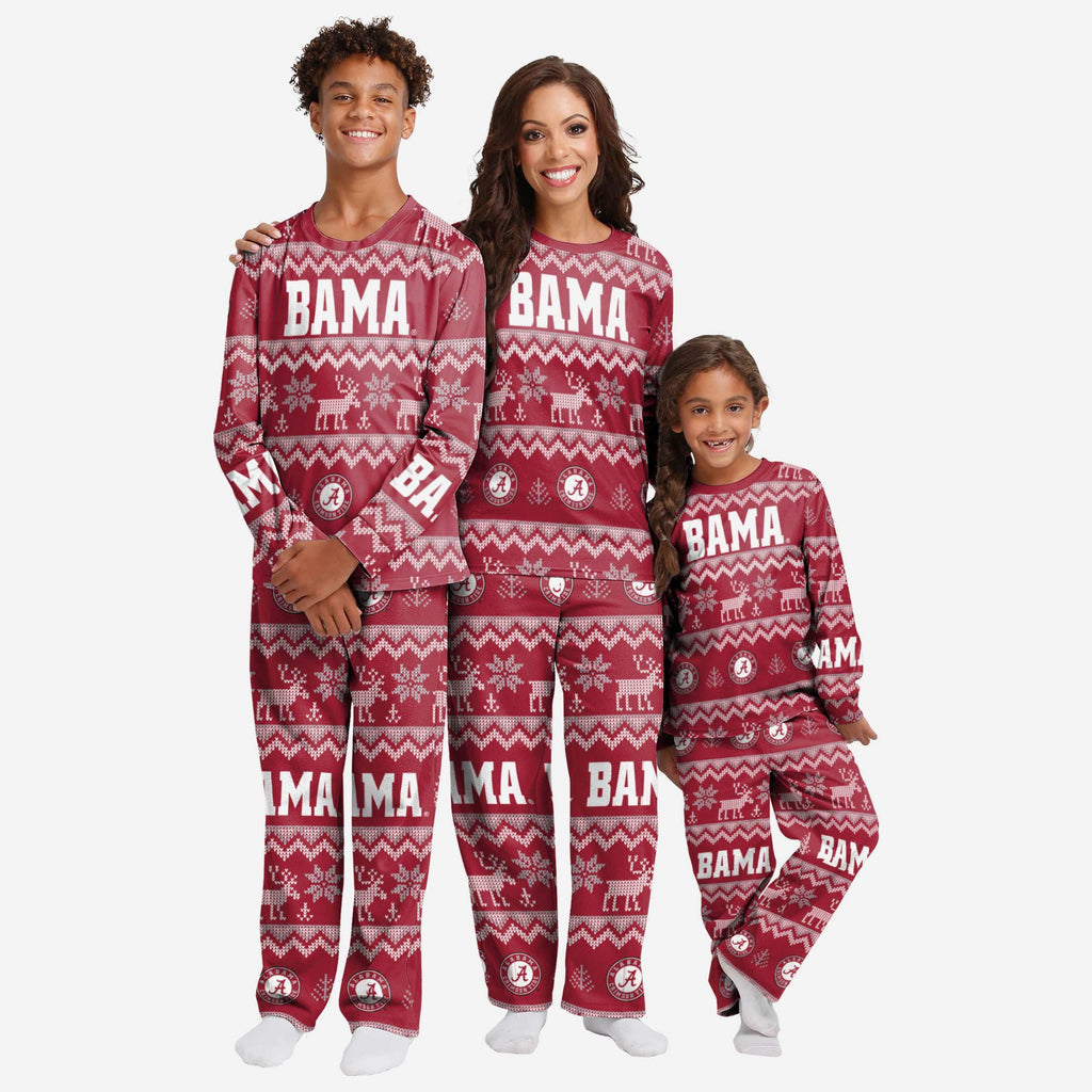 Alabama Crimson Tide Youth Ugly Pattern Family Holiday Pajamas FOCO