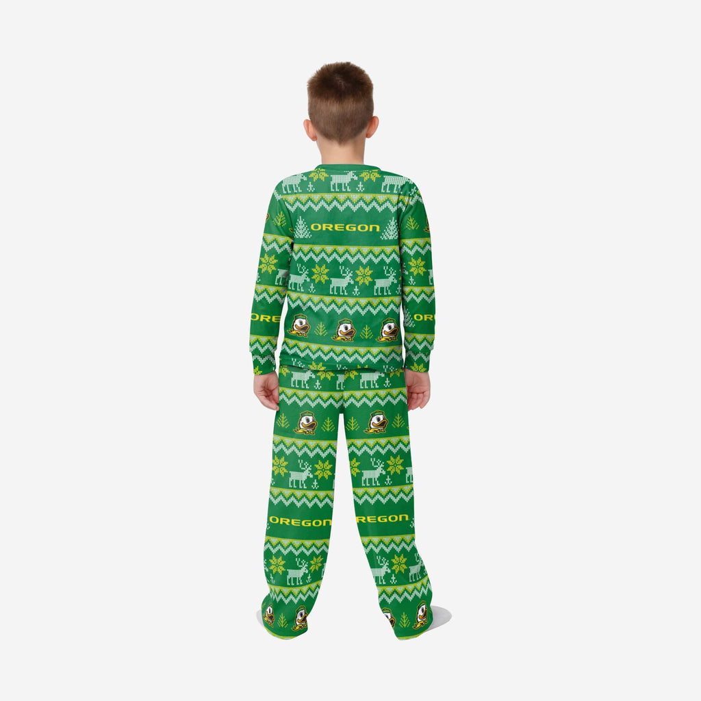 Oregon Ducks Youth Ugly Pattern Family Holiday Pajamas FOCO