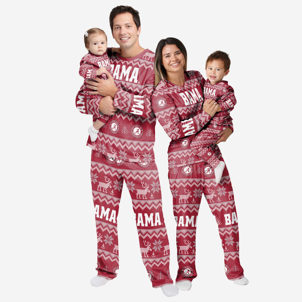Alabama Crimson Tide Infant Ugly Pattern Family Holiday Pajamas FOCO