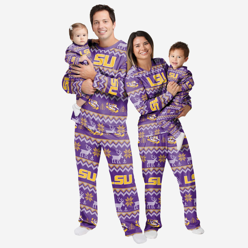 LSU Tigers Toddler Ugly Pattern Family Holiday Pajamas FOCO