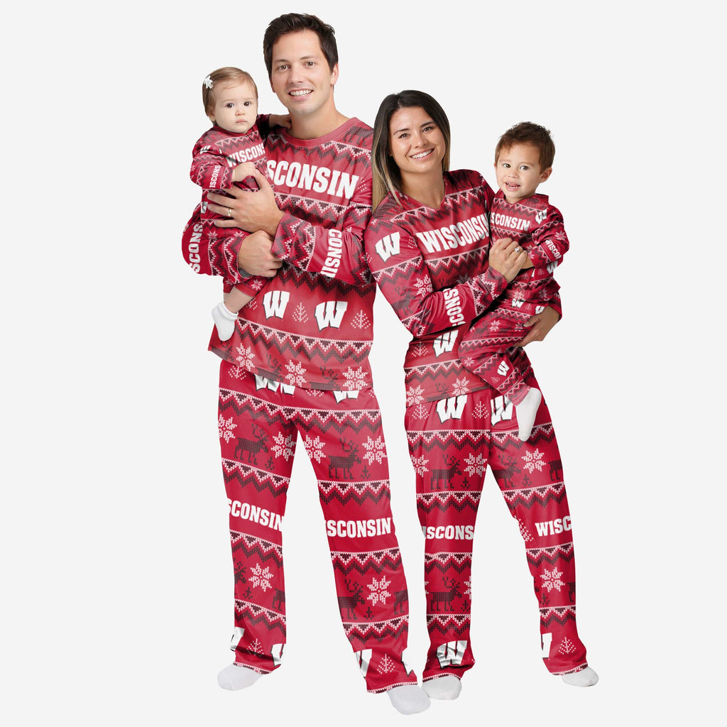 Wisconsin Badgers Toddler Ugly Pattern Family Holiday Pajamas FOCO