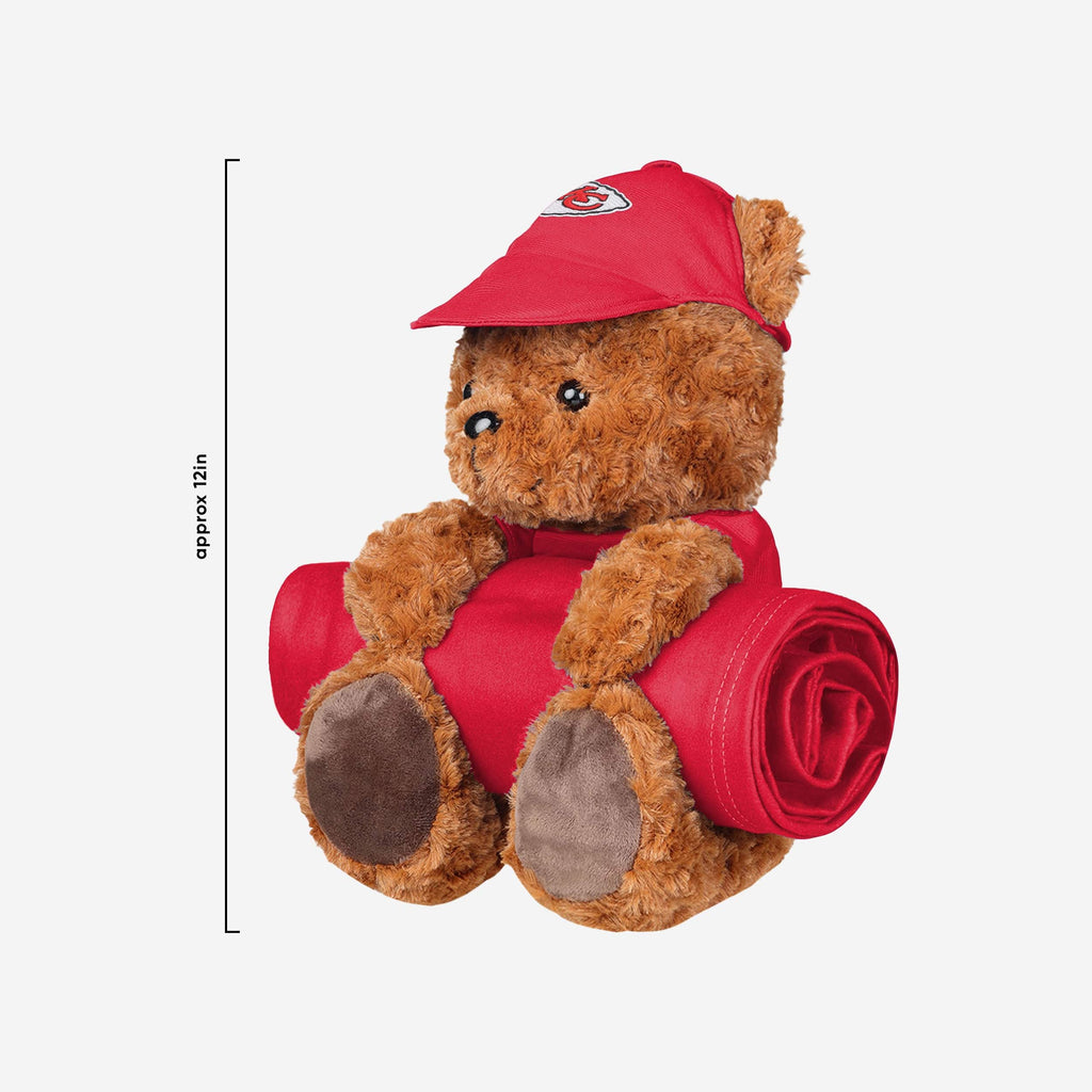 Kansas City Chiefs Throw Blanket With Plush Bear FOCO