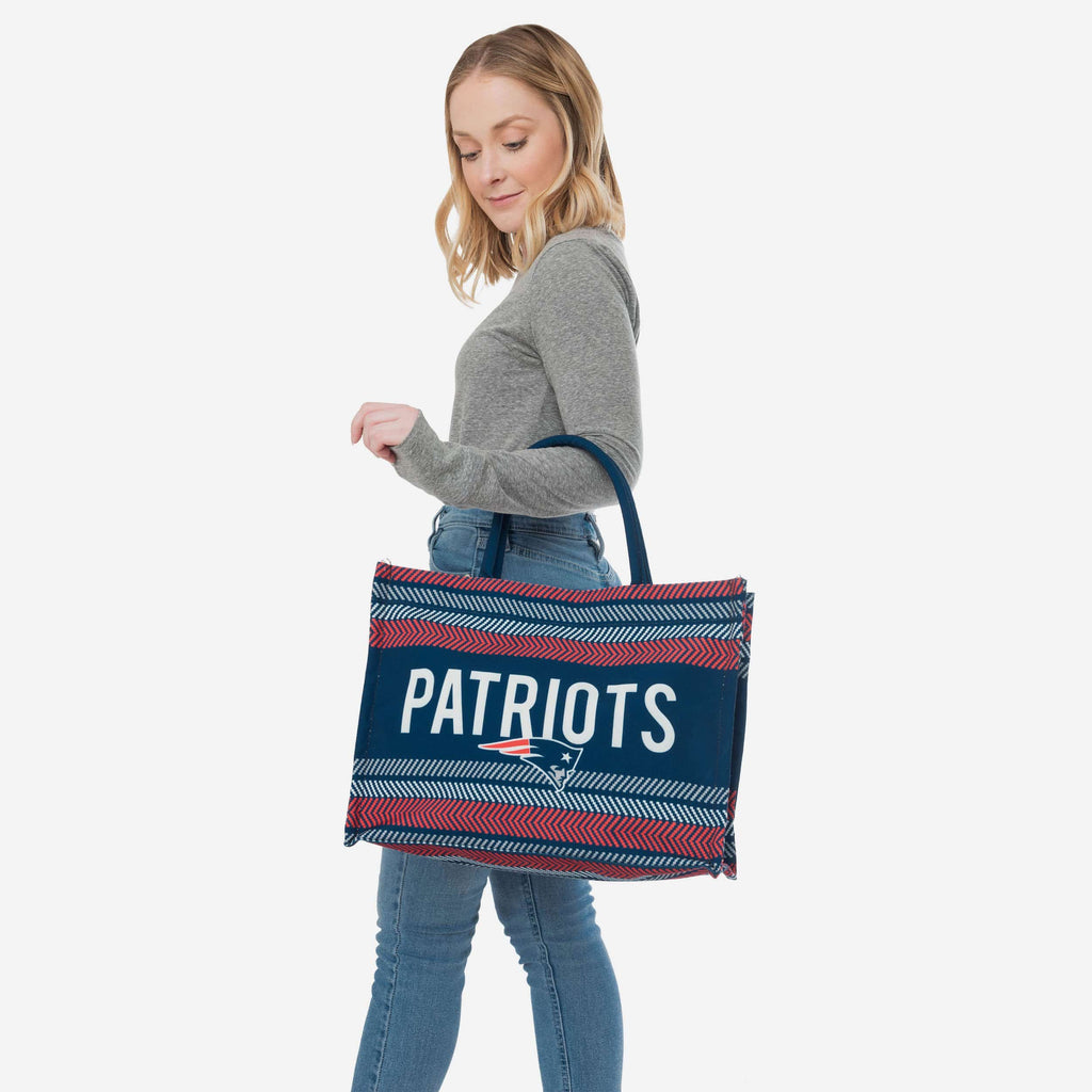 New England Patriots Stitch Pattern Canvas Tote Bag FOCO