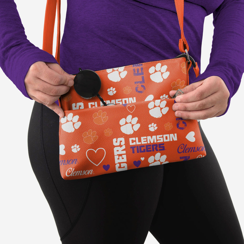 Clemson Tigers Logo Love Crossbody Purse FOCO