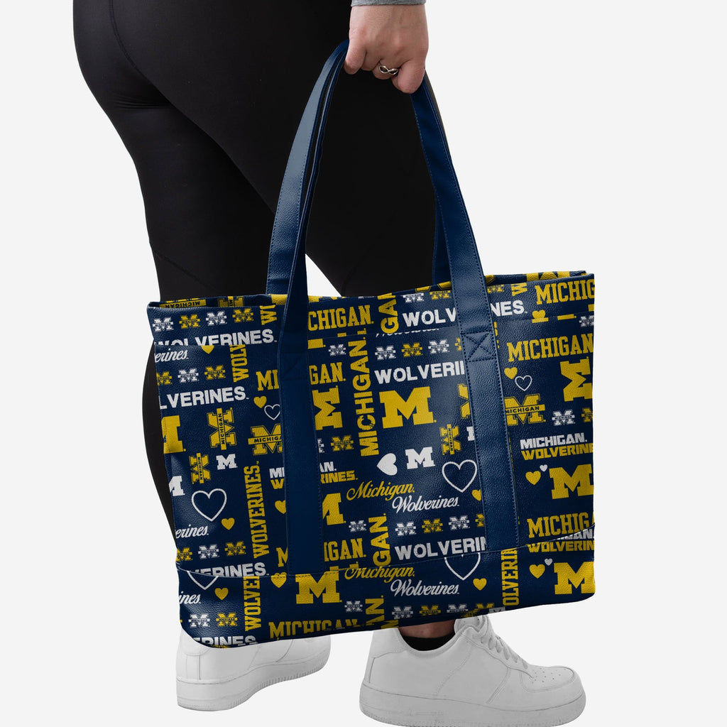 Michigan Wolverines Logo Love Tote Bag FOCO