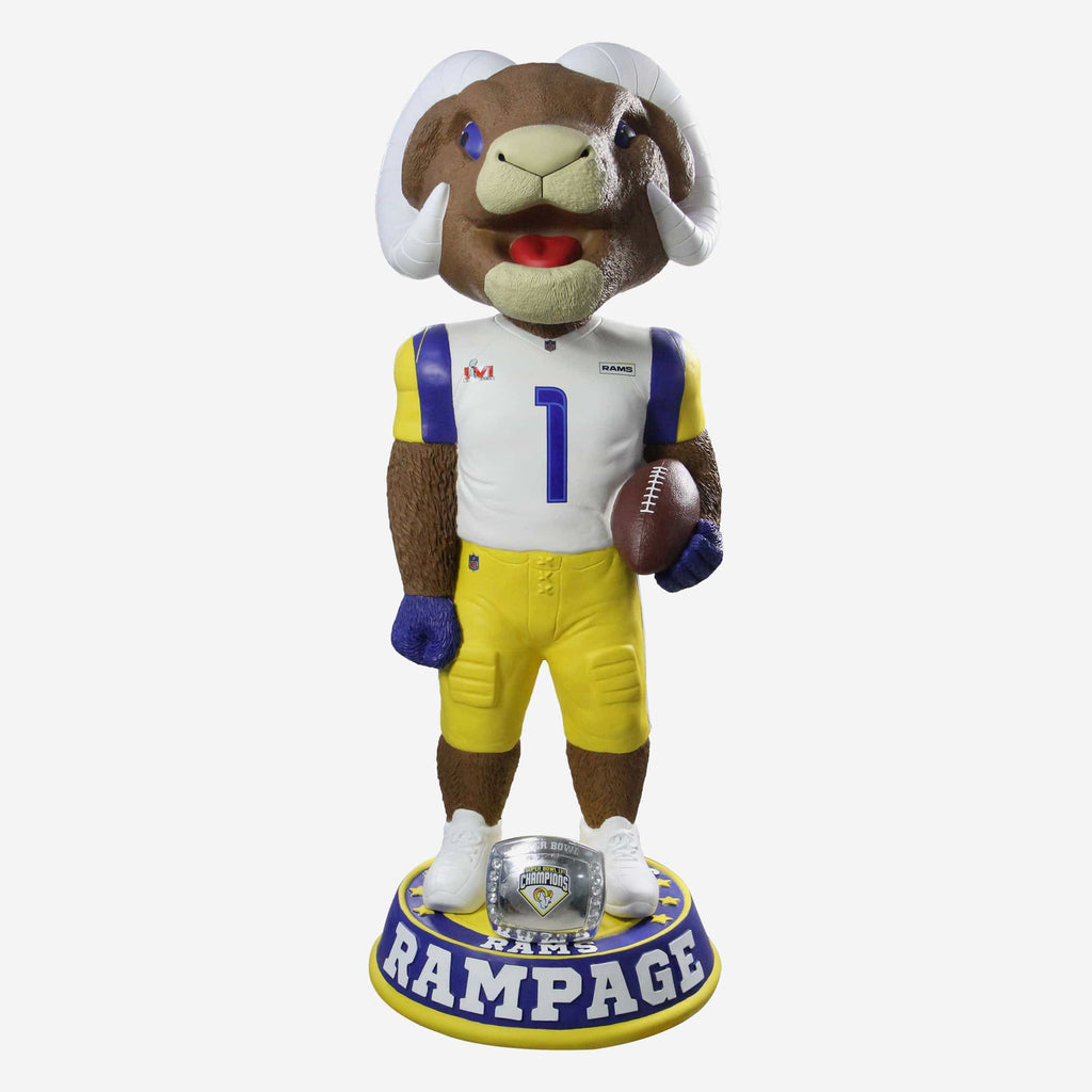 Rampage Los Angeles Rams Super Bowl LVI Champions 3 Ft Mascot Bobblehe FOCO