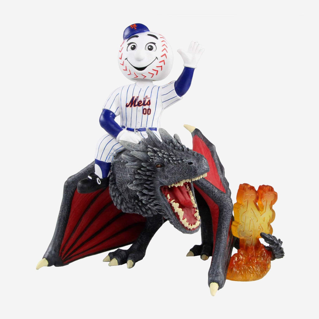 Game of Thrones™ New York Mets Mr Met Mascot On Fire Dragon Bobblehead FOCO