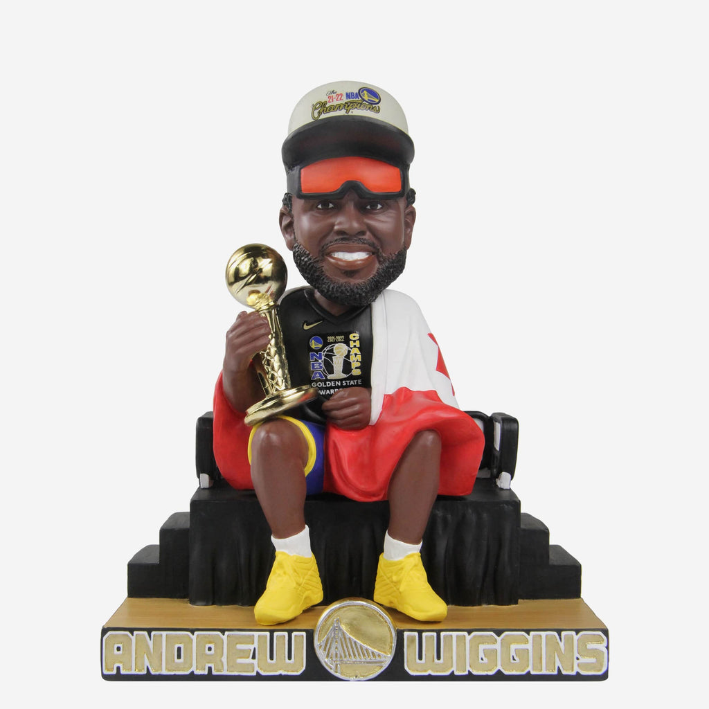 Andrew Wiggins Golden State Warriors Trophy And Flag Bobblehead FOCO