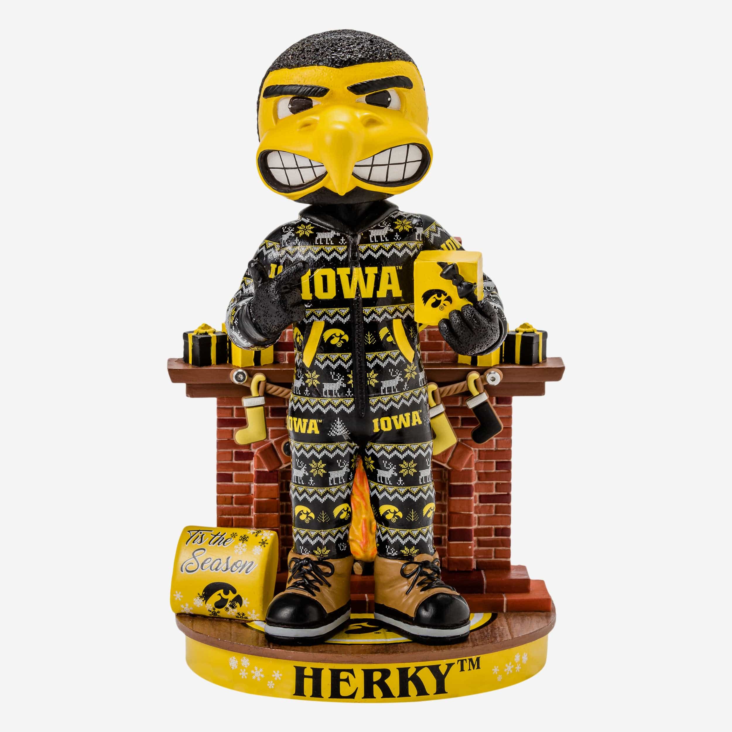 Herky The Hawk Iowa Hawkeyes Holiday Mascot Bobblehead FOCO