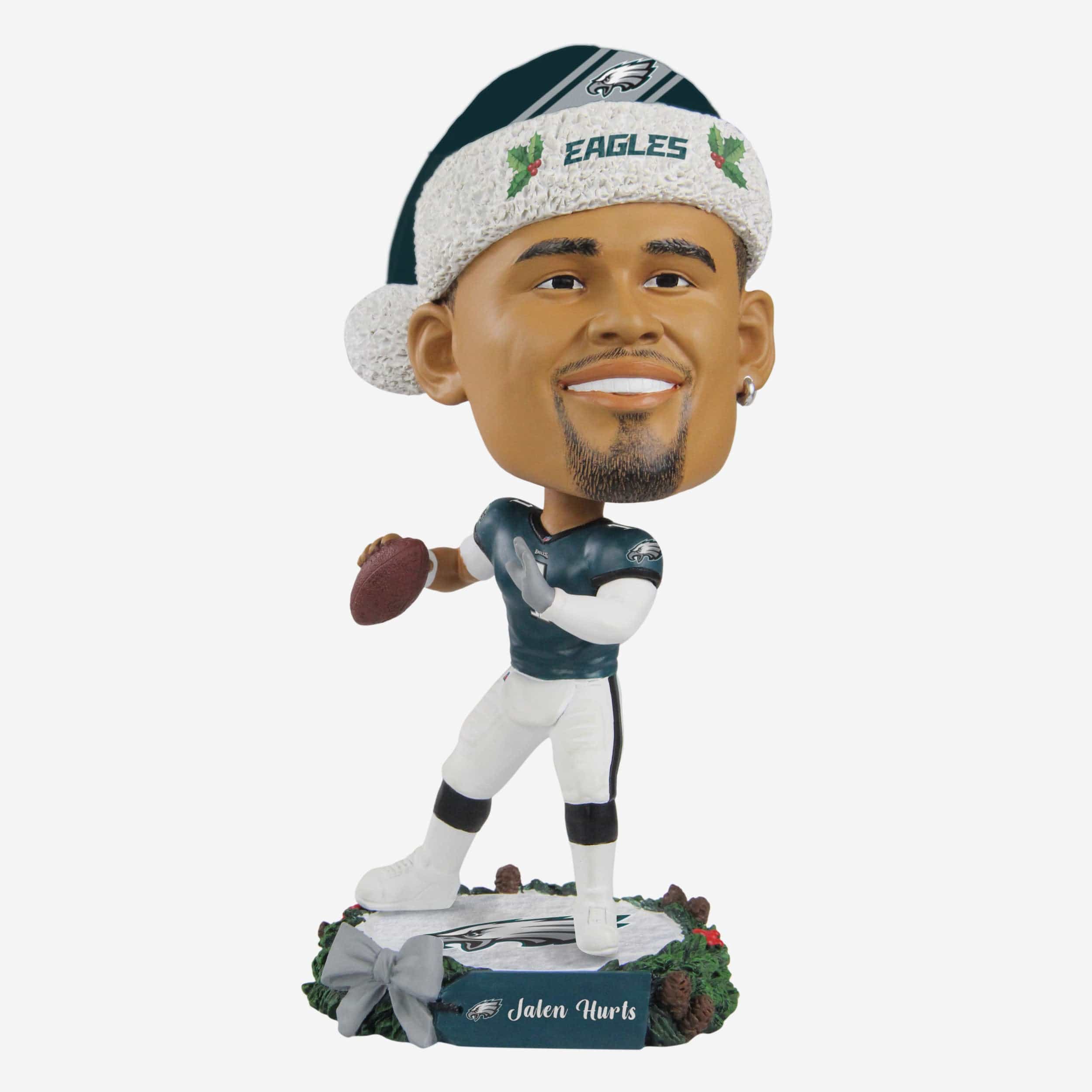 Jalen Hurts Philadelphia Eagles Holiday Wreath Bighead Bobblehead FOCO