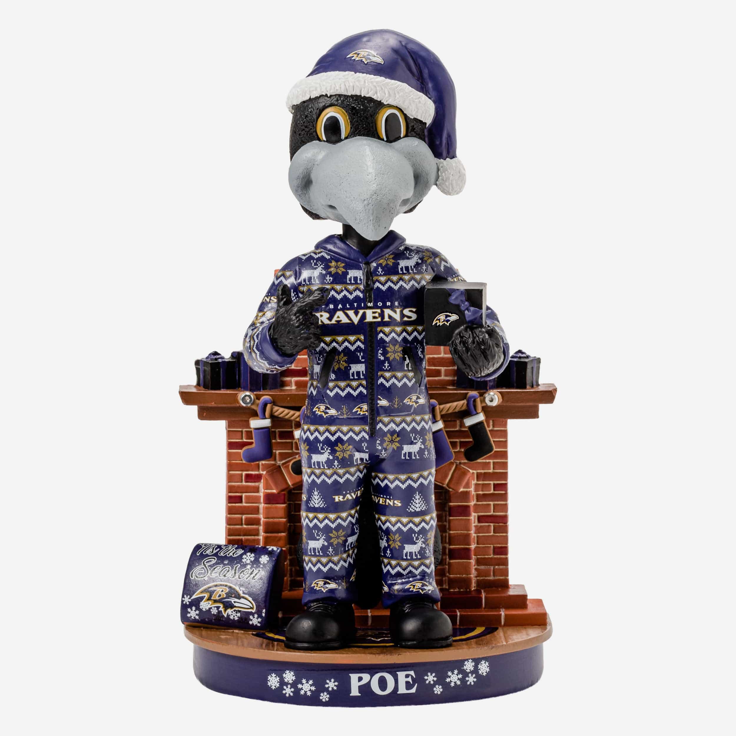 Poe Baltimore Ravens Holiday Mascot Bobblehead FOCO