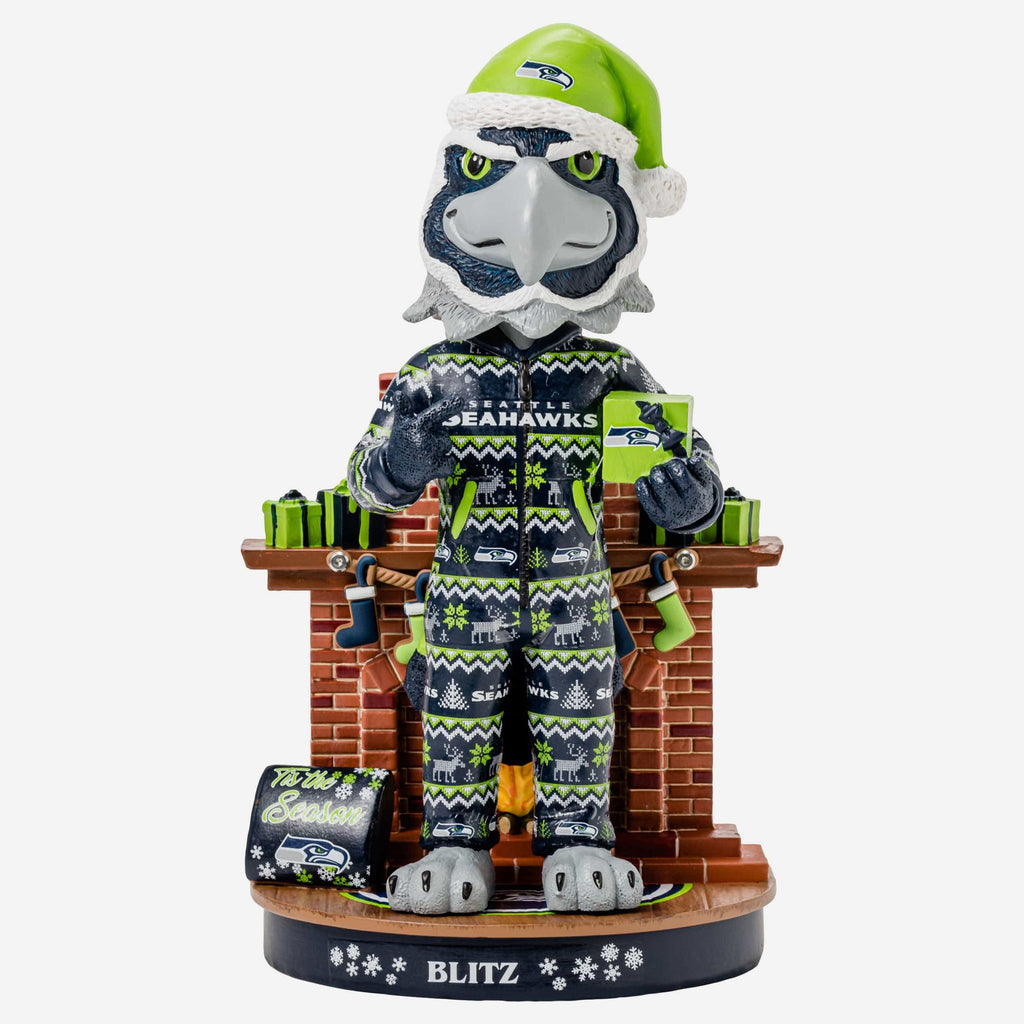 Blitz Seattle Seahawks Holiday Mascot Bobblehead FOCO