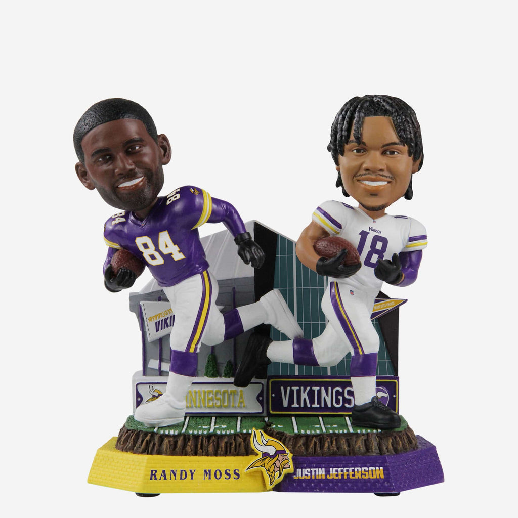 Randy Moss & Justin Jefferson Minnesota Vikings Then and Now Bobblehea FOCO