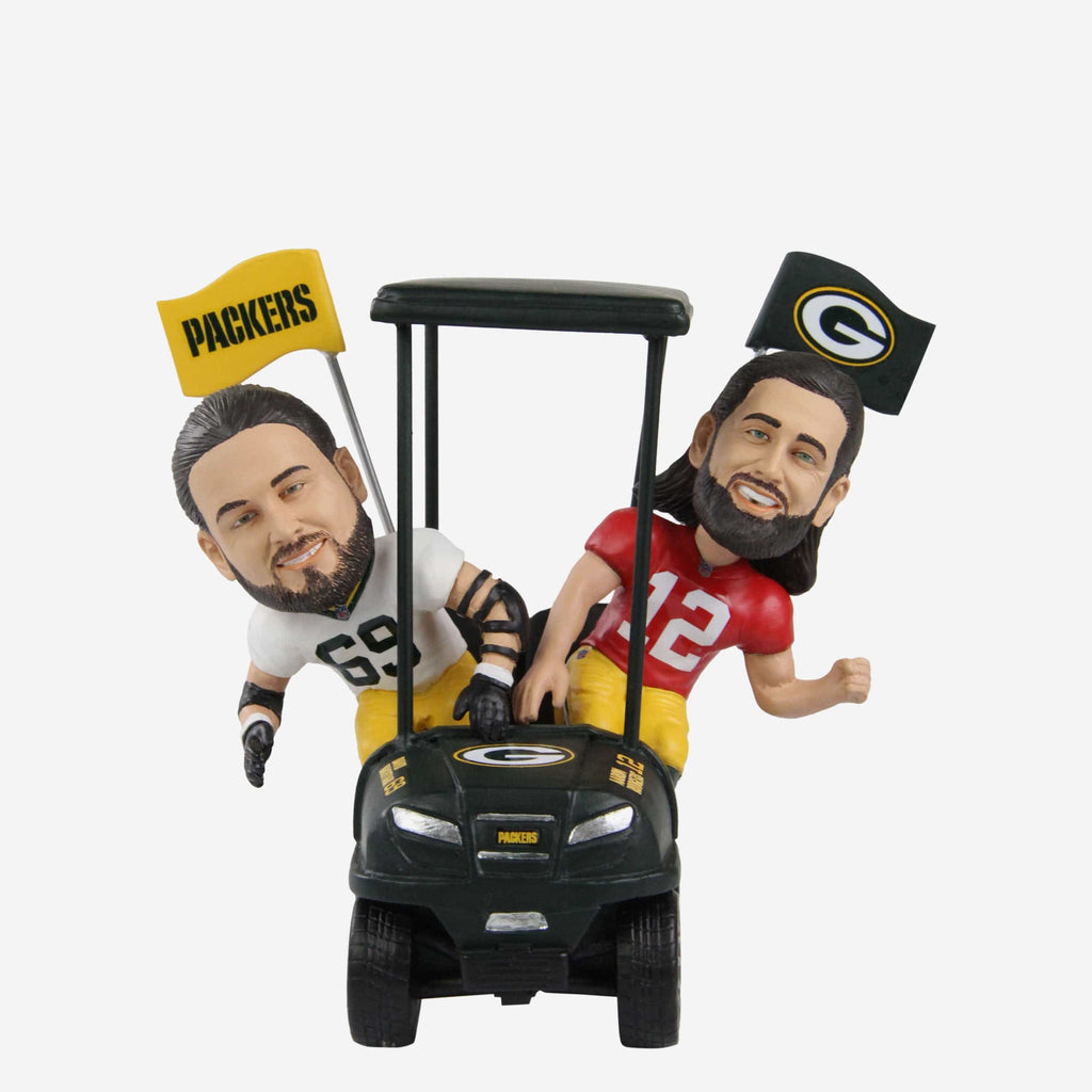 Aaron Rodgers & David Bakhtiari Green Bay Packers Golf Cart Bobblehead FOCO