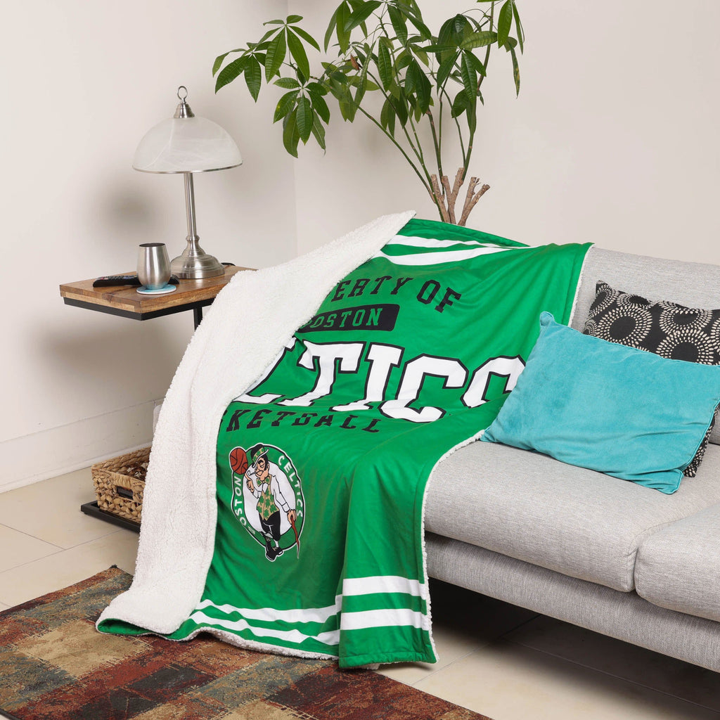 Boston Celtics Team Property Sherpa Plush Throw Blanket FOCO