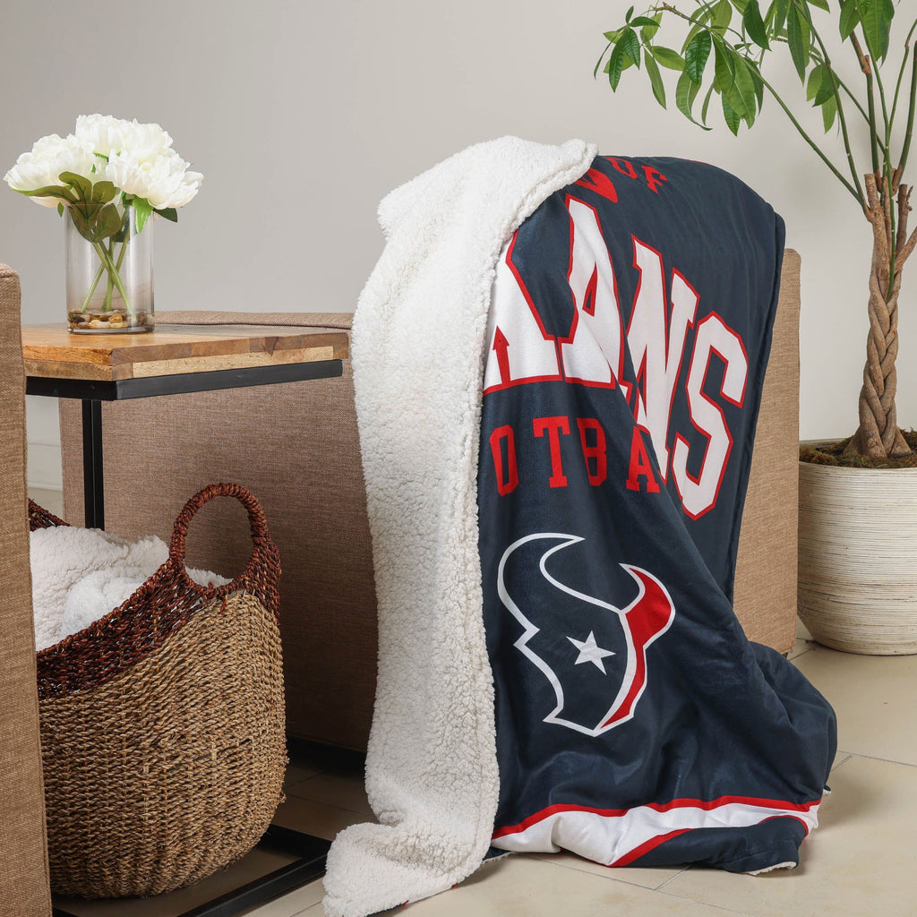 Houston Texans Team Property Sherpa Plush Throw Blanket FOCO