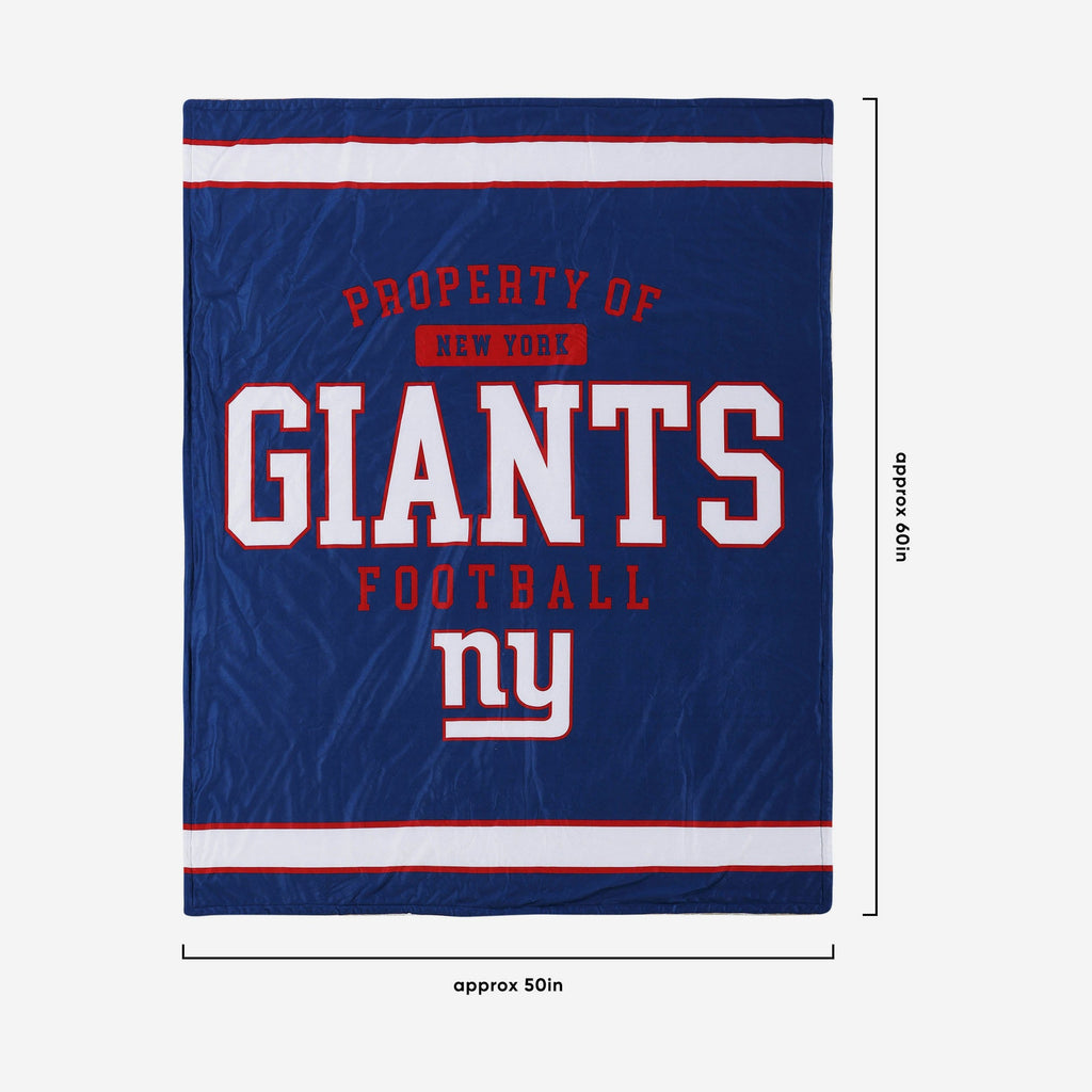 New York Giants Team Property Sherpa Plush Throw Blanket FOCO