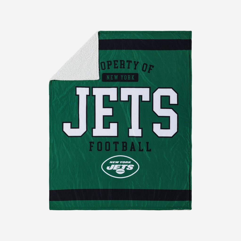 New York Jets Team Property Sherpa Plush Throw Blanket FOCO