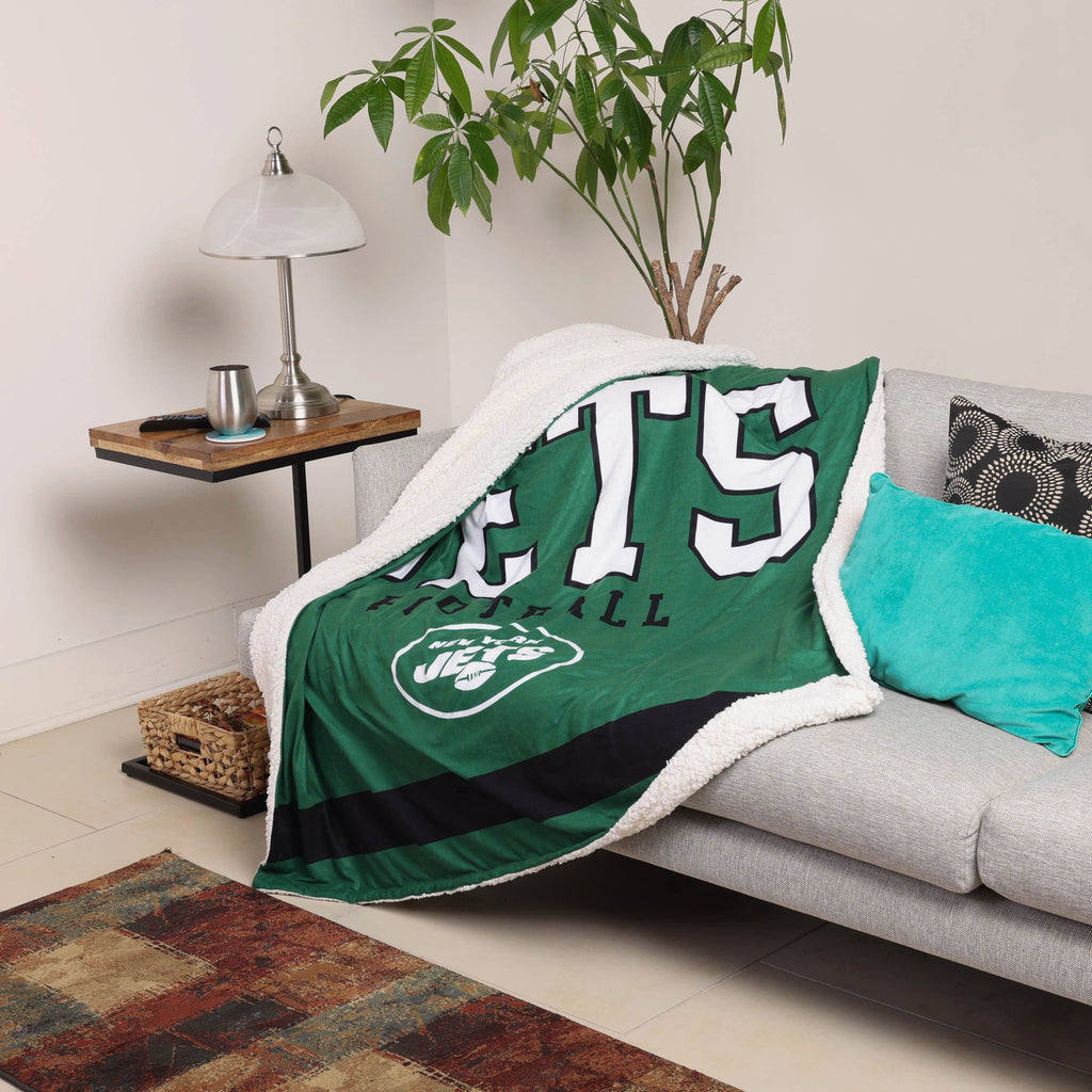 New York Jets Team Property Sherpa Plush Throw Blanket FOCO