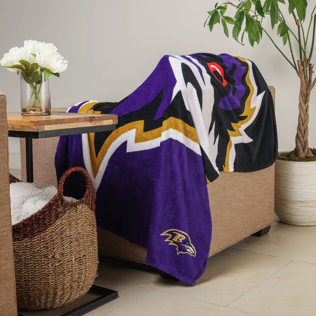 Baltimore Ravens Supreme Slumber Plush Throw Blanket FOCO