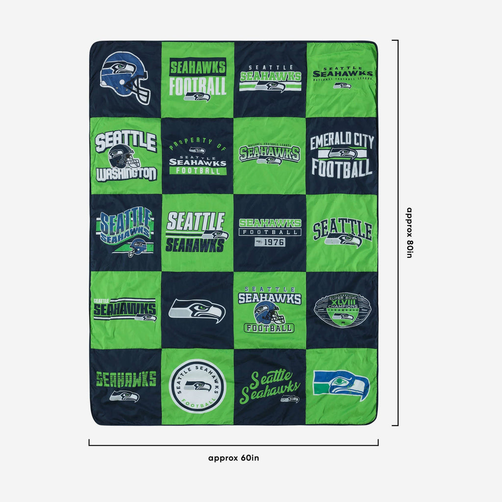 Seattle Seahawks Team Pride Patches Quilt FOCO