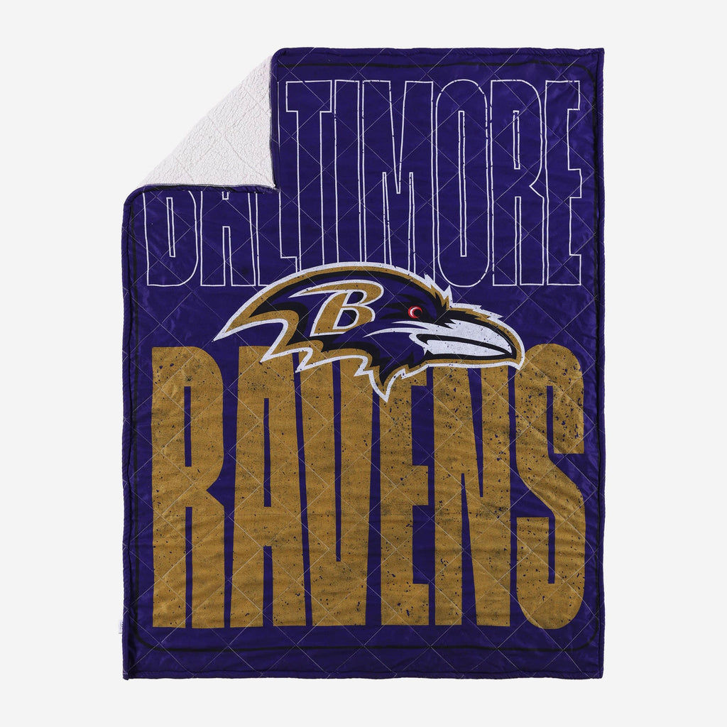 Baltimore Ravens Big Game Sherpa Lined Throw Blanket FOCO