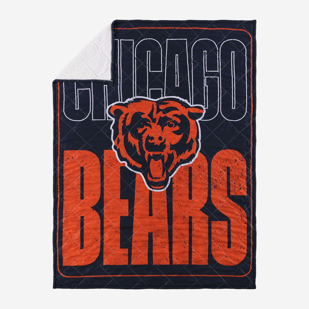 Chicago Bears Big Game Sherpa Lined Throw Blanket FOCO