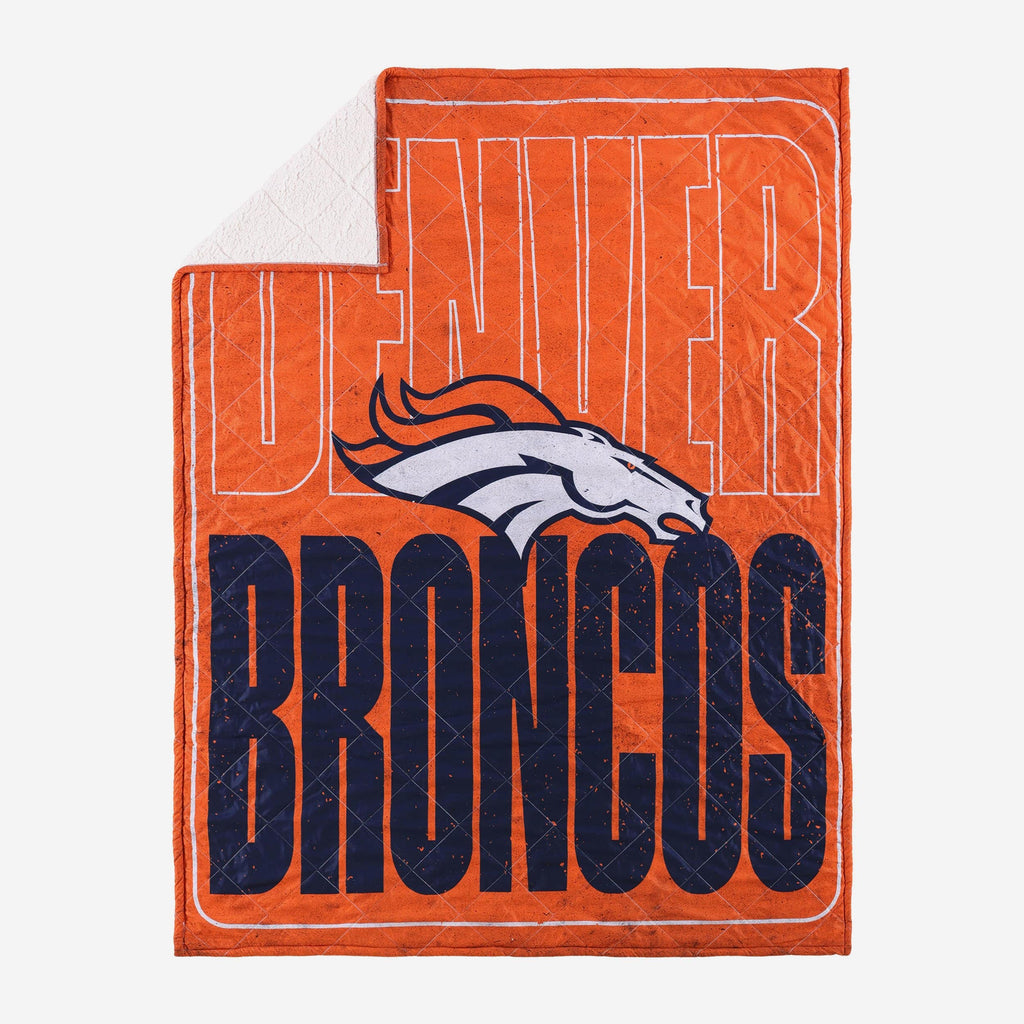 Denver Broncos Big Game Sherpa Lined Throw Blanket FOCO