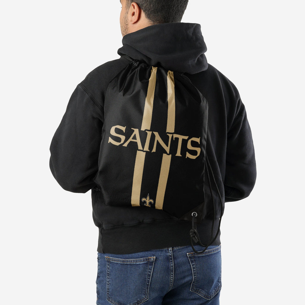 New Orleans Saints Team Stripe Wordmark Drawstring Backpack FOCO