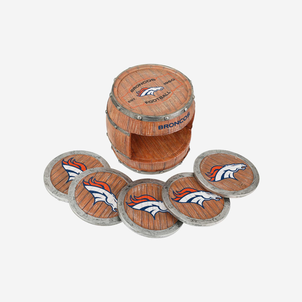 Denver Broncos 5 Pack Barrel Coaster Set FOCO