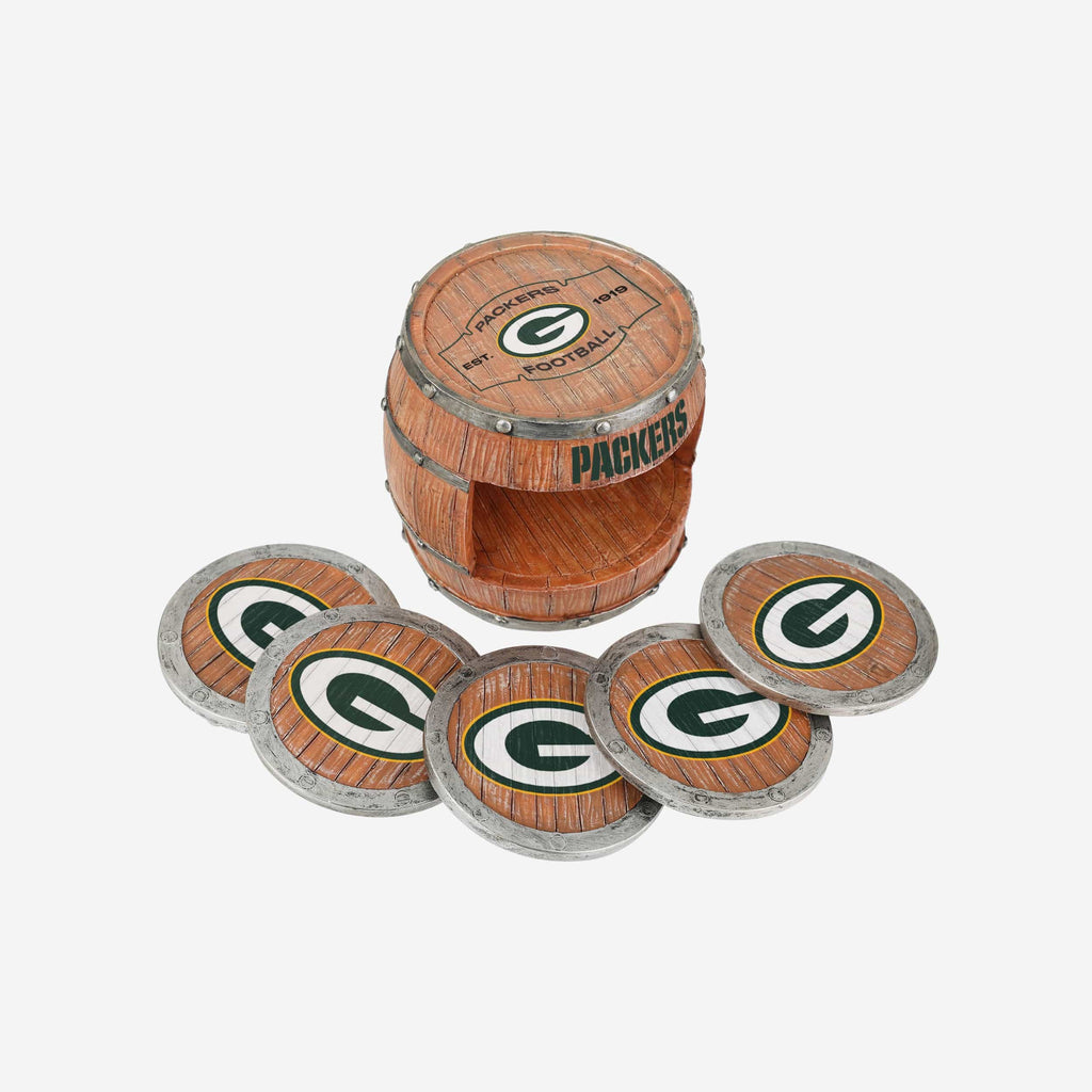 Green Bay Packers 5 Pack Barrel Coaster Set FOCO