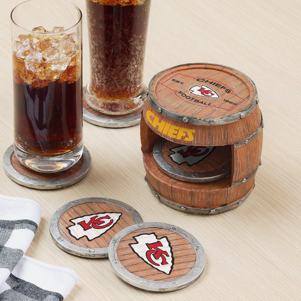 Kansas City Chiefs 5 Pack Barrel Coaster Set FOCO