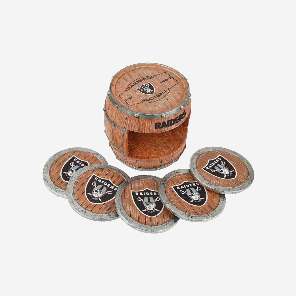 Las Vegas Raiders 5 Pack Barrel Coaster Set FOCO