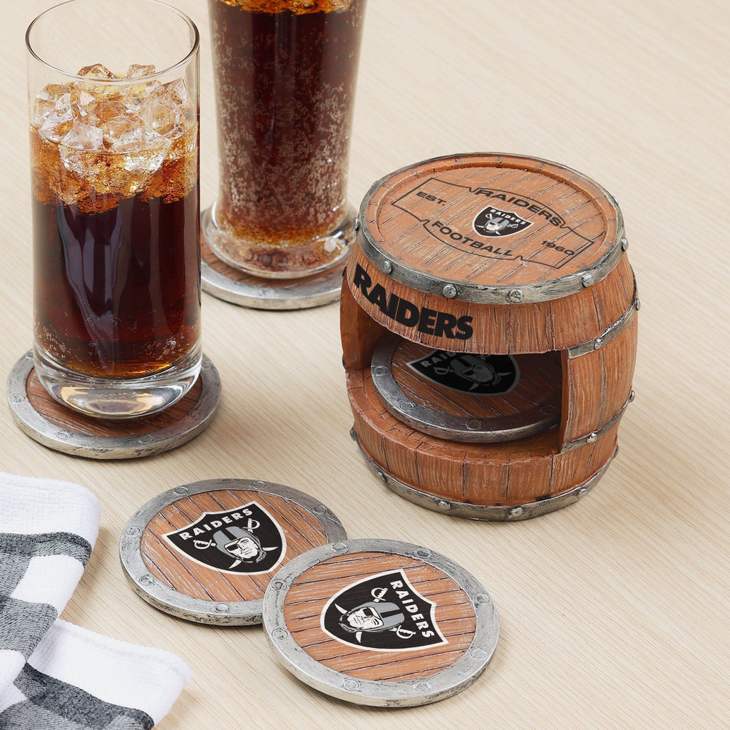 Las Vegas Raiders 5 Pack Barrel Coaster Set FOCO