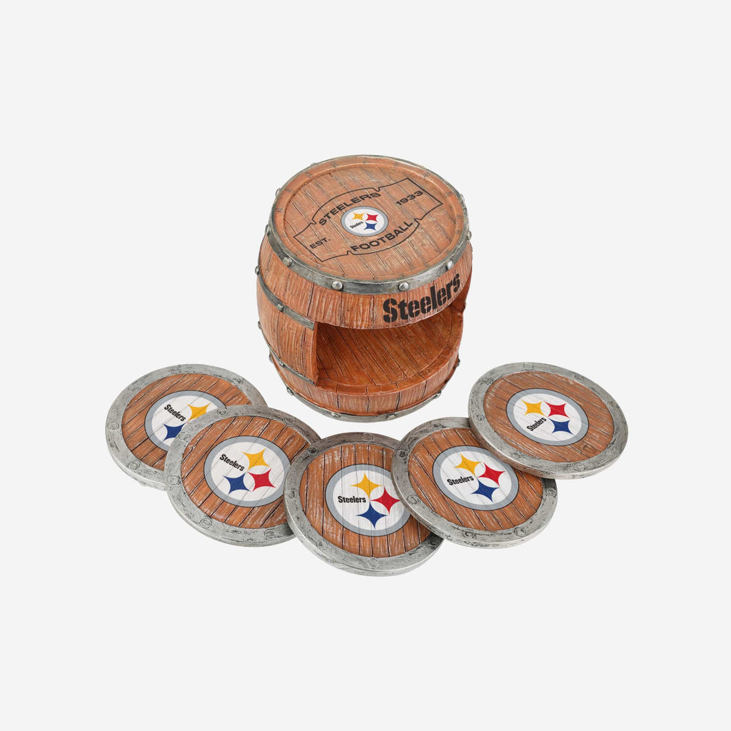 Pittsburgh Steelers 5 Pack Barrel Coaster Set FOCO