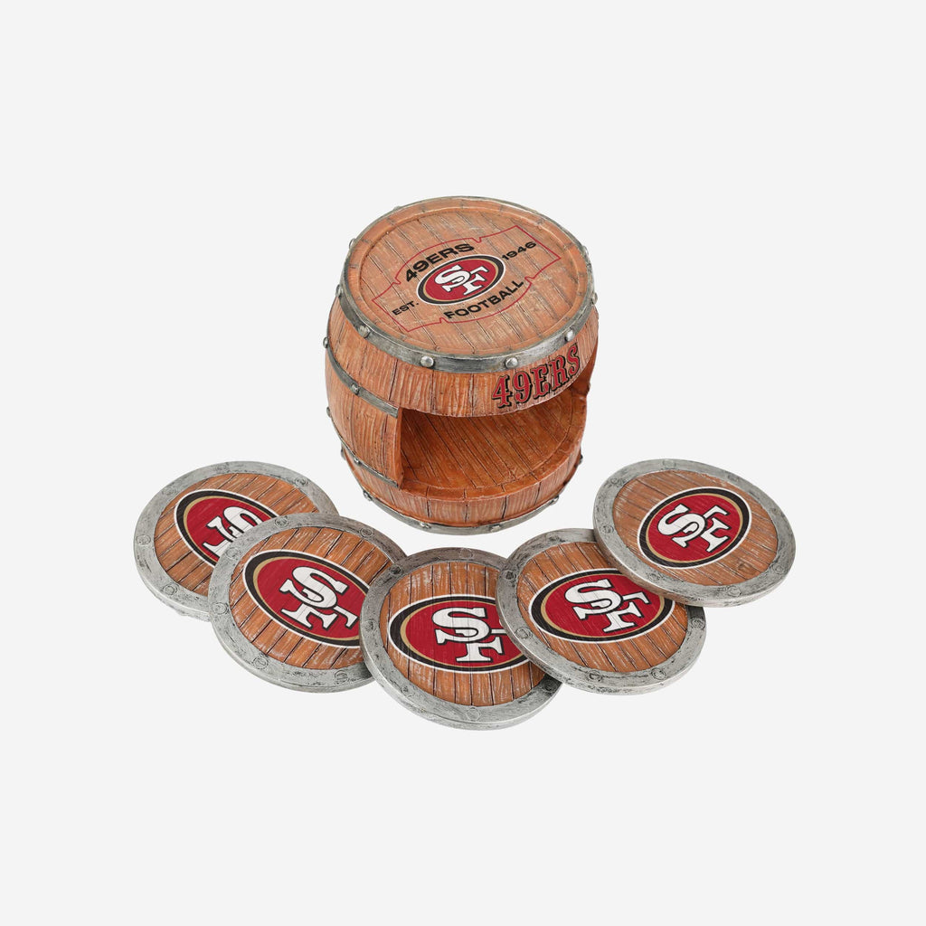 San Francisco 49ers 5 Pack Barrel Coaster Set FOCO