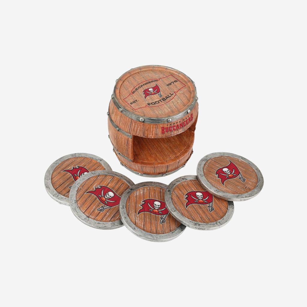 Tampa Bay Buccaneers 5 Pack Barrel Coaster Set FOCO