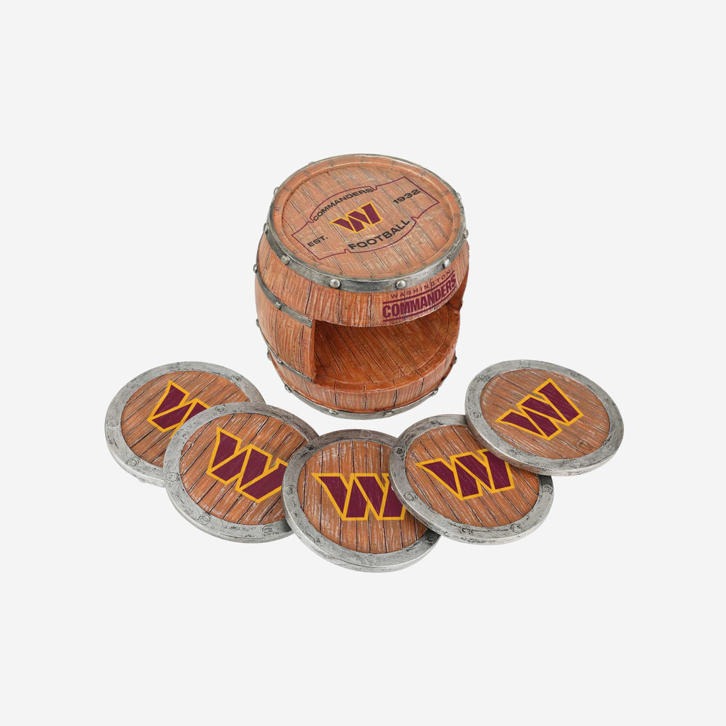 Washington Commanders 5 Pack Barrel Coaster Set FOCO