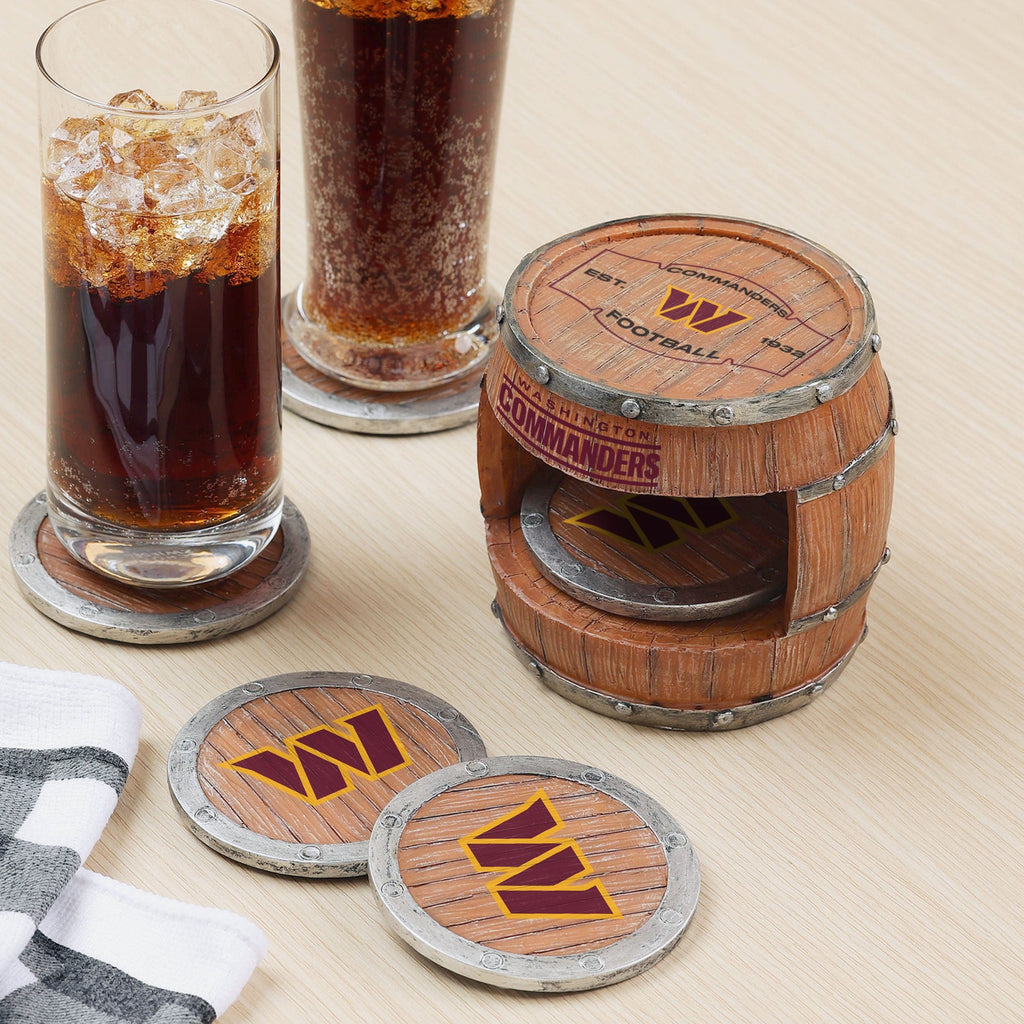 Washington Commanders 5 Pack Barrel Coaster Set FOCO