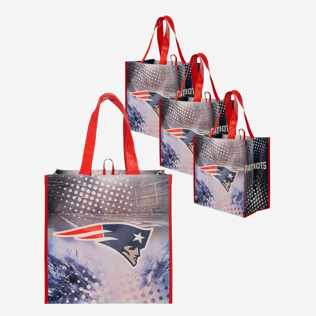 New England Patriots 4 Pack Reusable Shopping Bags FOCO