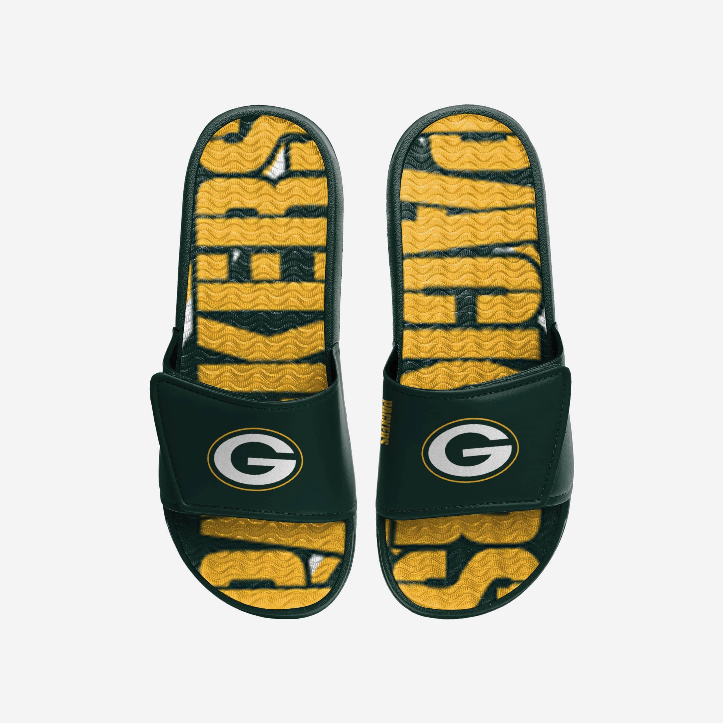 Green Bay Packers Bold Wordmark Gel Slide FOCO