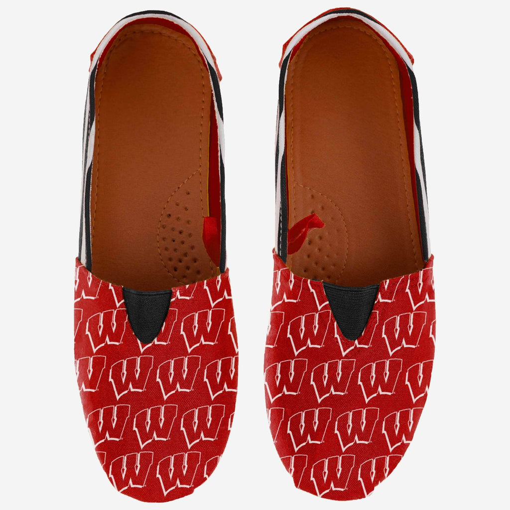 Wisconsin Badgers Womens Stripe Canvas Shoe FOCO