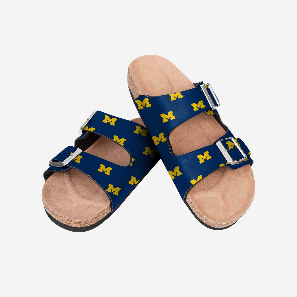 Michigan Wolverines Womens Team Logo Double Buckle Sandal FOCO