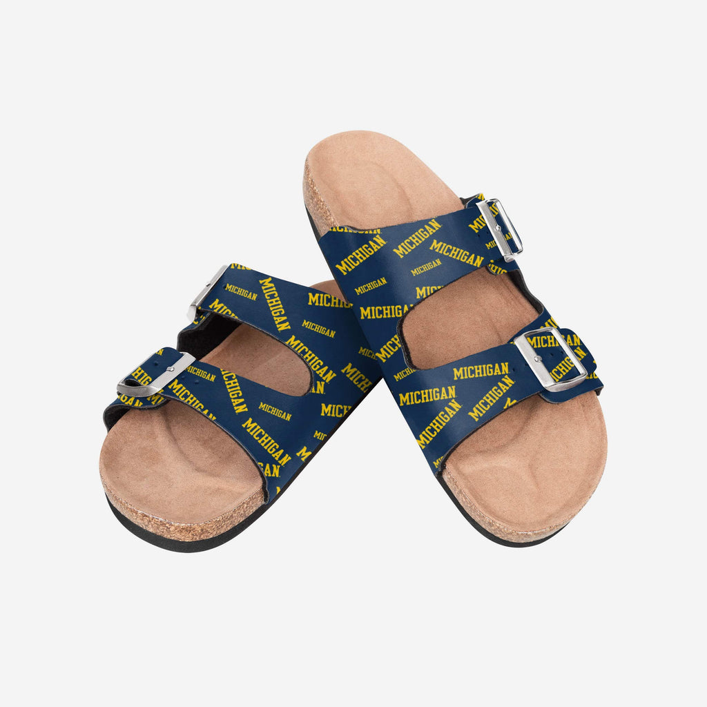 Michigan Wolverines Womens Mini Print Double Buckle Sandal FOCO