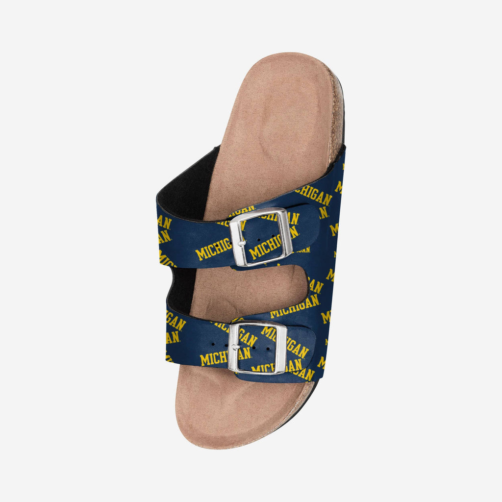 Michigan Wolverines Womens Mini Print Double Buckle Sandal FOCO