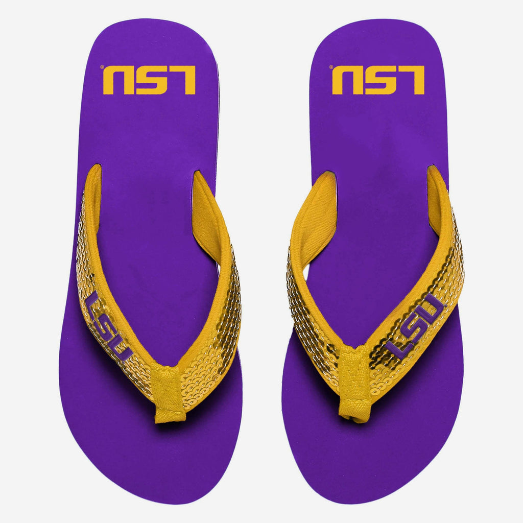 LSU Tigers Womens Sequin Flip Flop FOCO