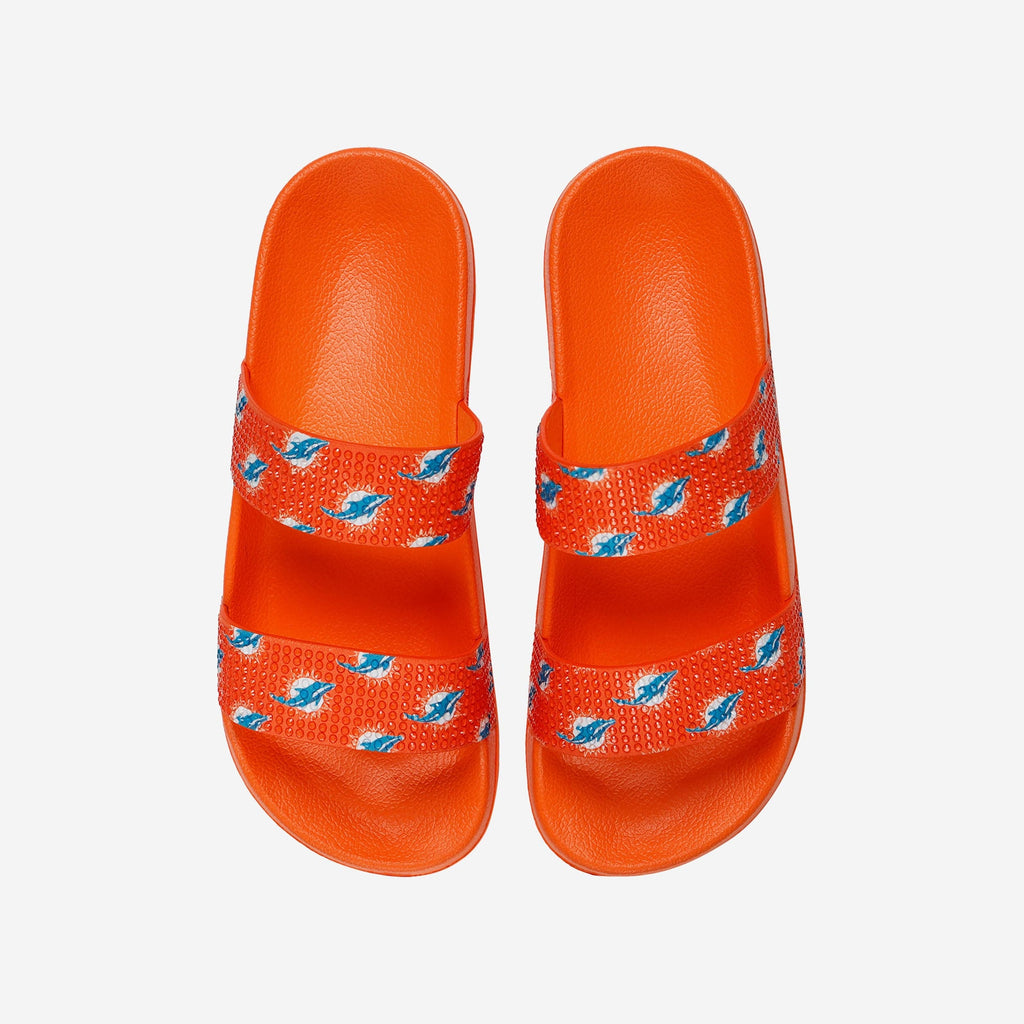 Miami Dolphins Womens Double Strap Shimmer Sandal FOCO