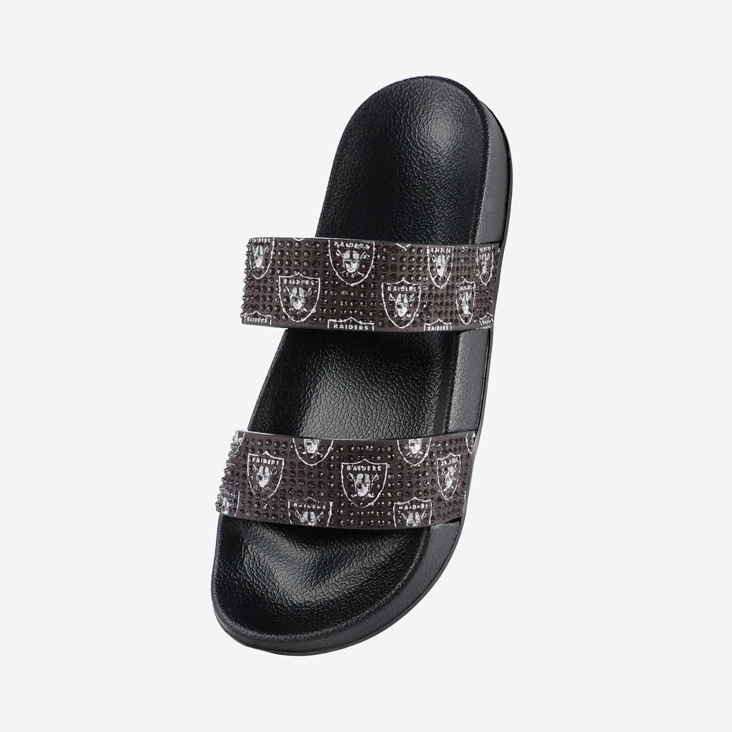Las Vegas Raiders Womens Double Strap Shimmer Sandal FOCO