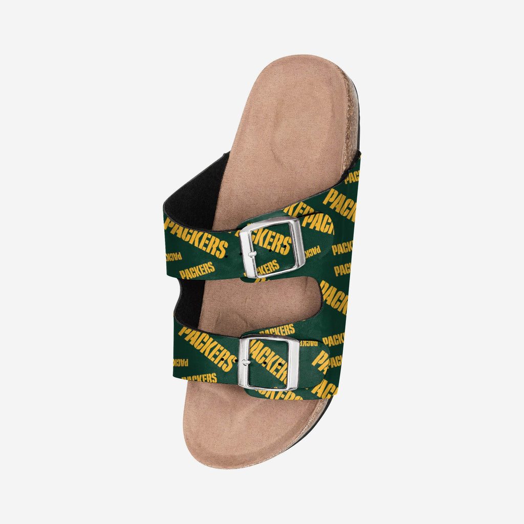 Green Bay Packers Womens Mini Print Double Buckle Sandal FOCO