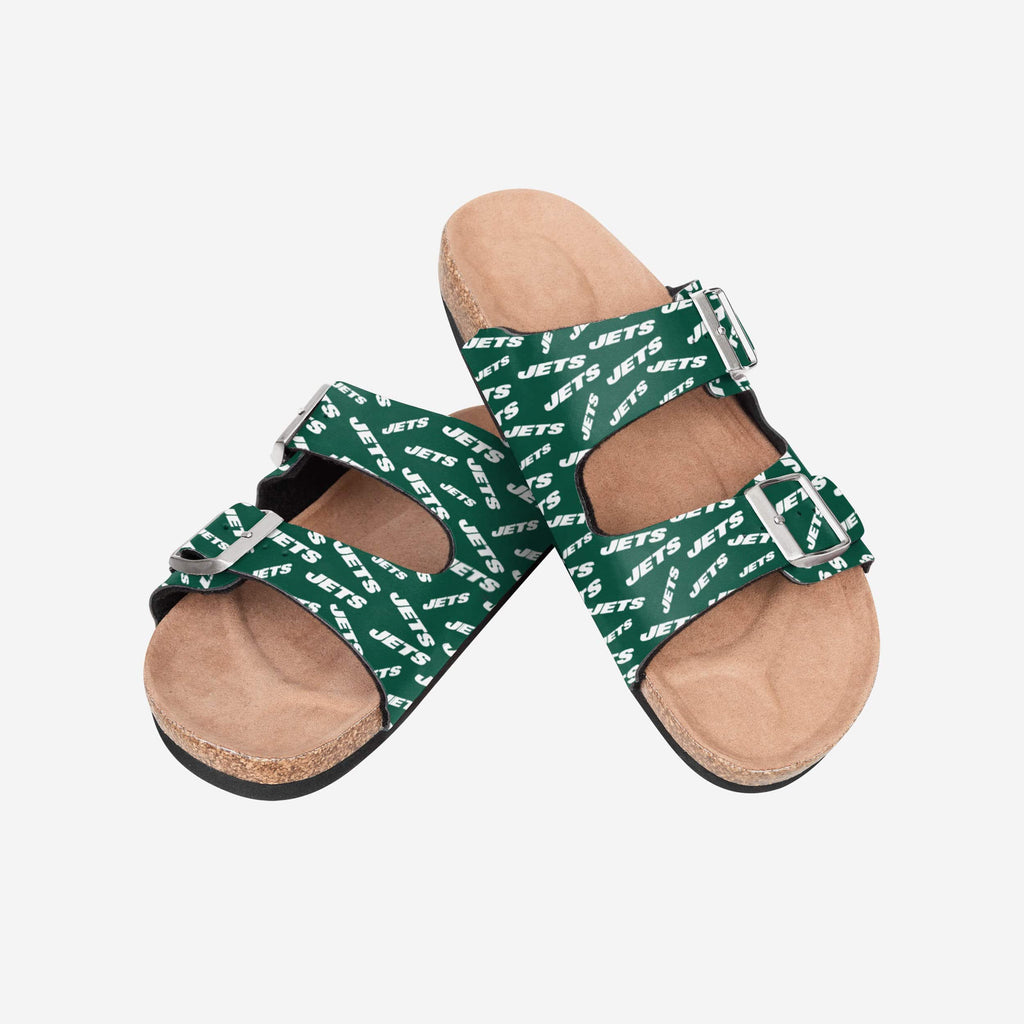 New York Jets Womens Mini Print Double Buckle Sandal FOCO